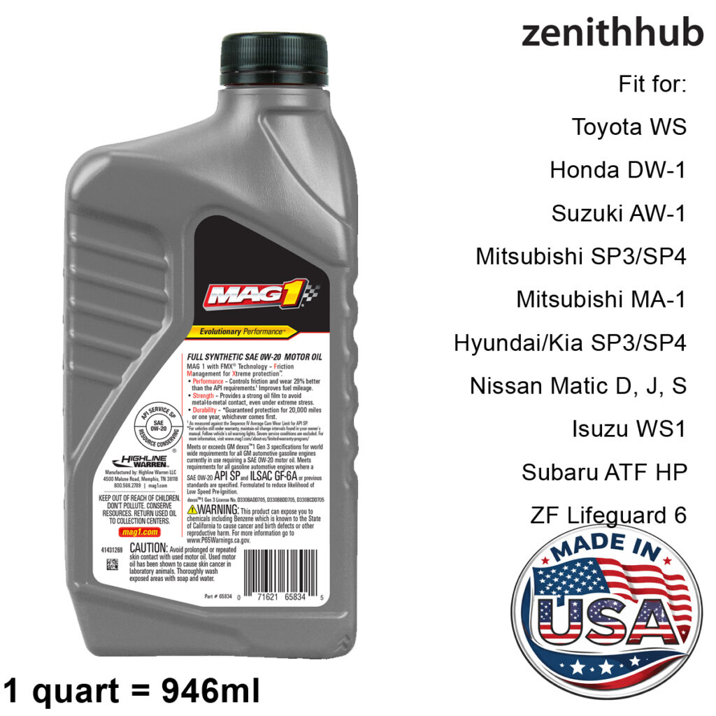 Mag-1 Full Synthetic ATF Fluid (Multi-Vehicle) – Zenith Hub