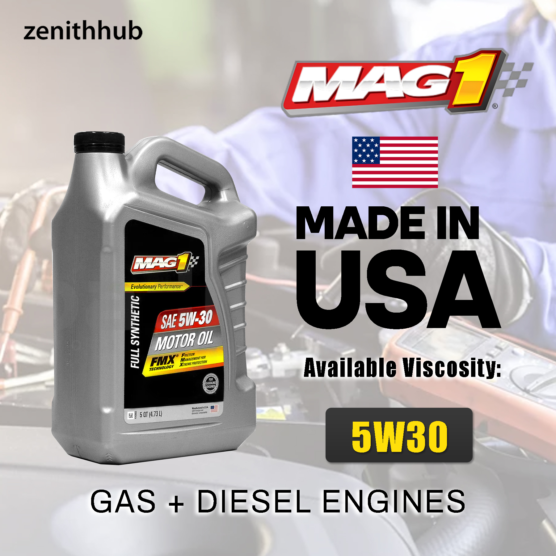 Mag-1 Full Synthetic 5W-30 – 5 QUARTS (4.73 Liters) (Gas / Diesel ...