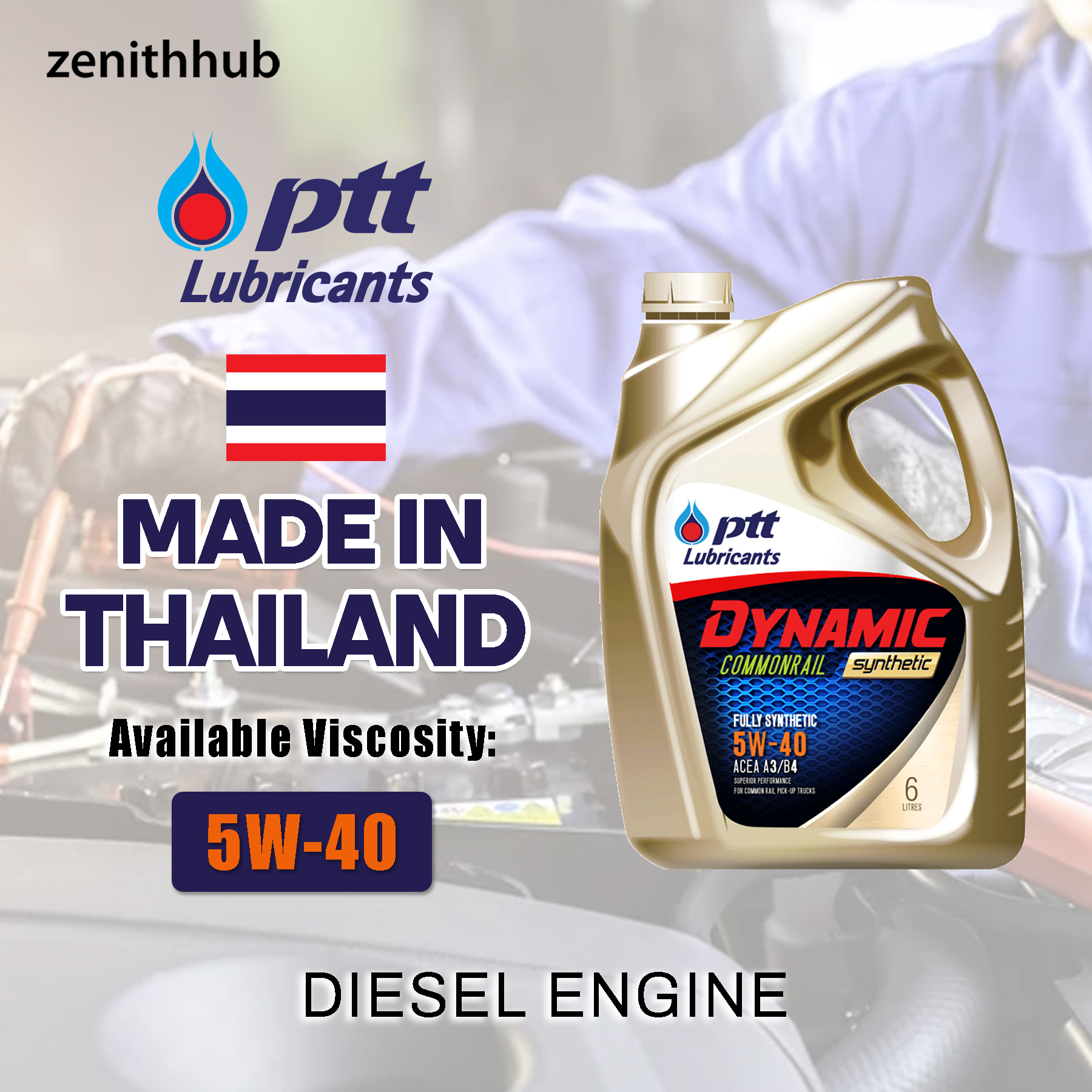 PTT Dynamic Full Synthetic DIESEL – 5W40 – 6 Liters + 1 Liter FREE ...